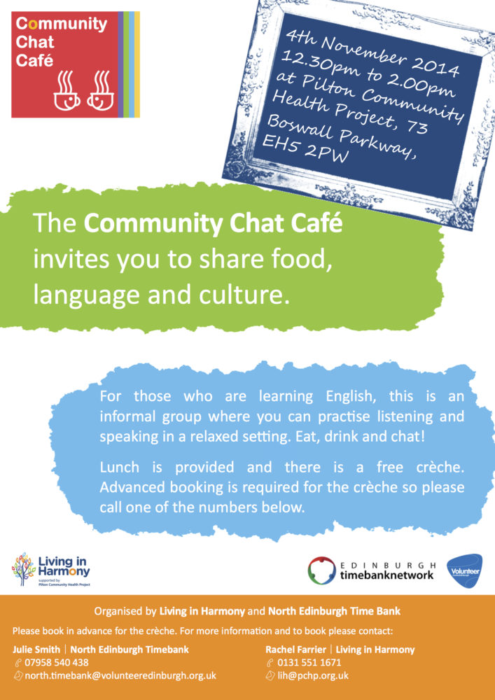 North Edinburgh Community News | Community Chat Cafe next week